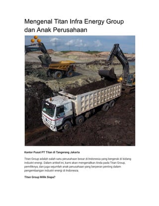 Mengenal Titan Infra Energy Group dan Anak Perusahaan | PDF