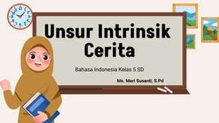 Mengenal Unsur Intrinsik Cerita Presentasi Cream Ilustrasi | PDF