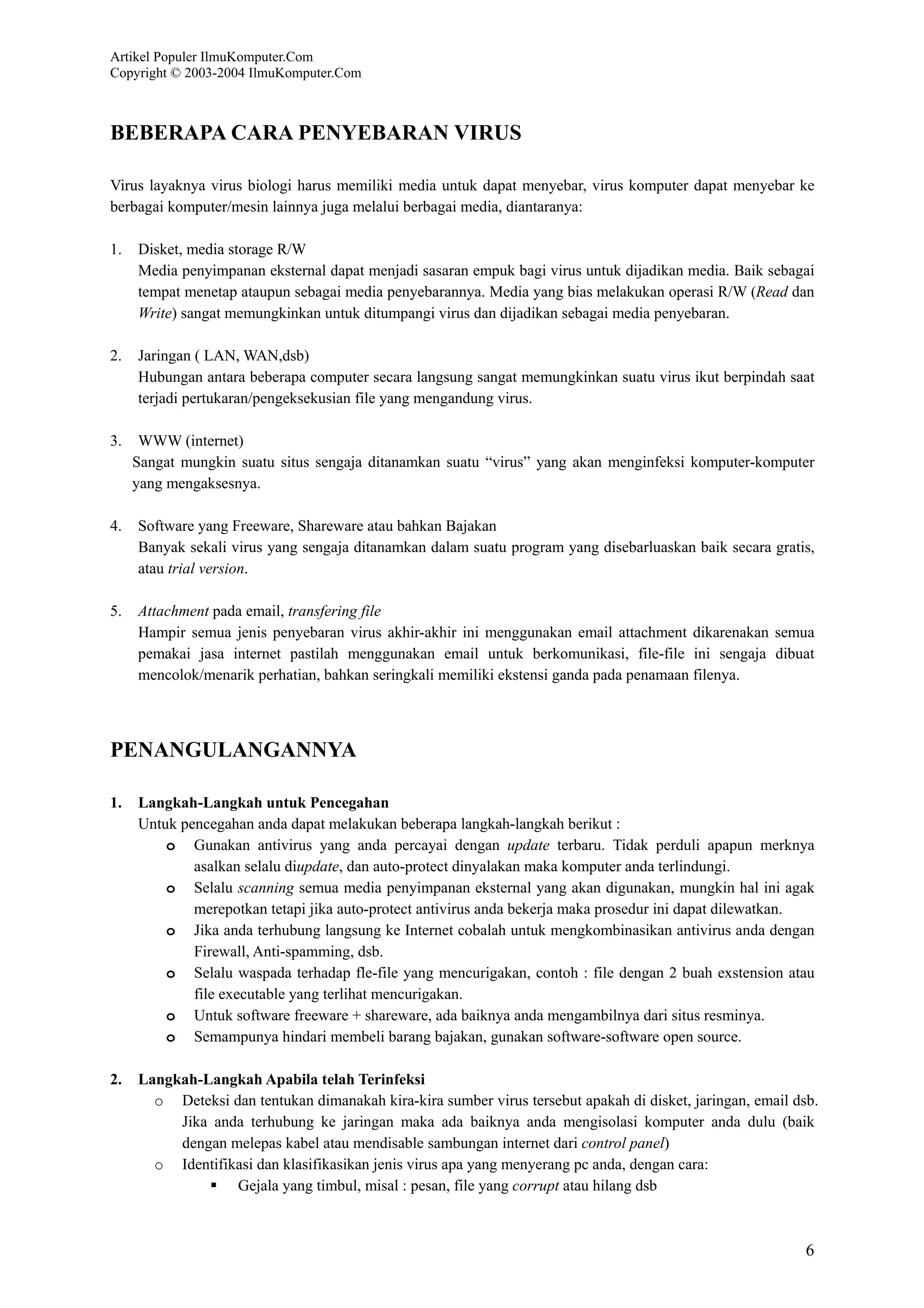 Mengenal virus komputer | PDF