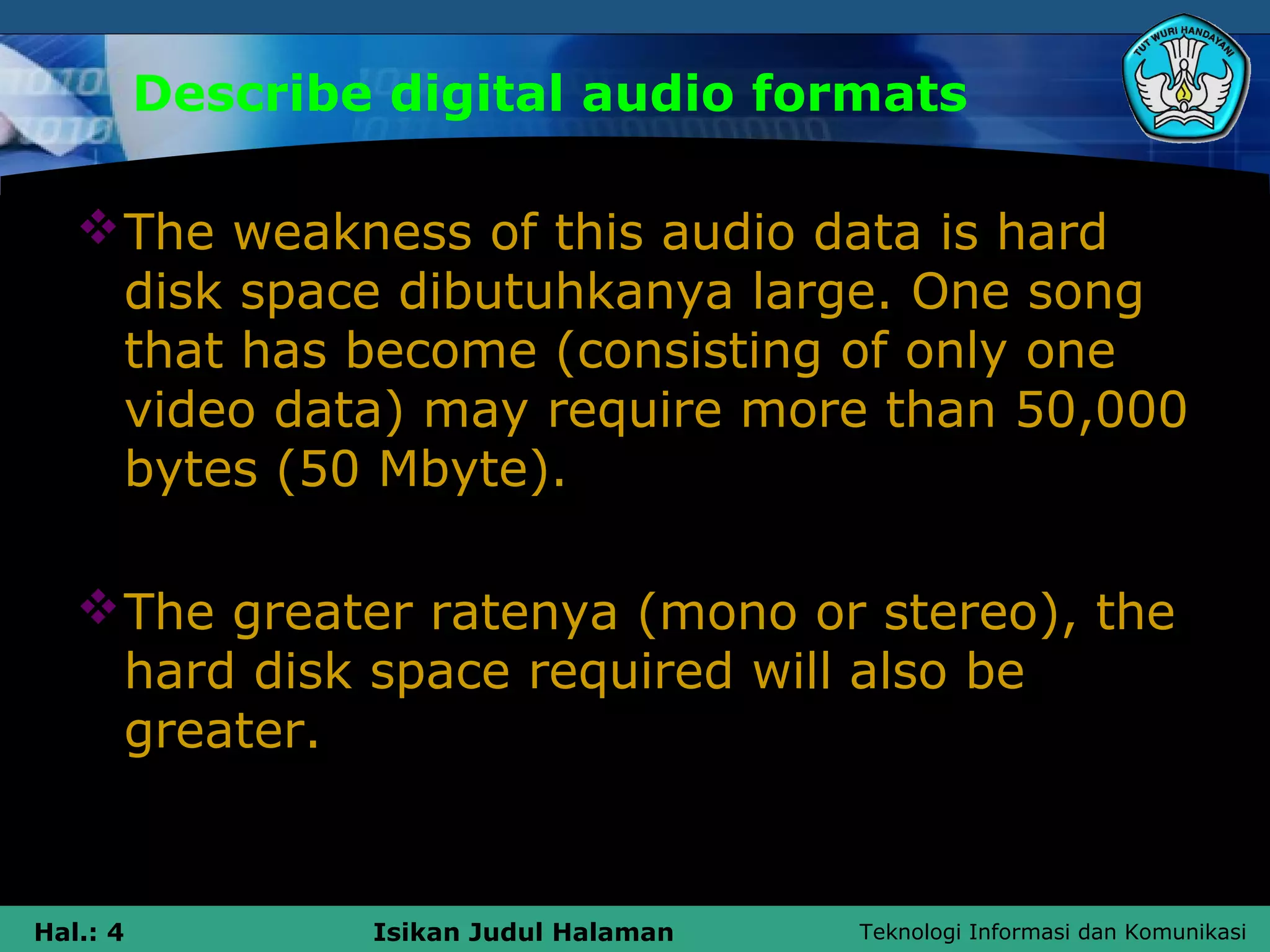 Menggabungkan audio ke dalam sajian multimedia1 | PPT | Digital Audio | Computer Software and ...