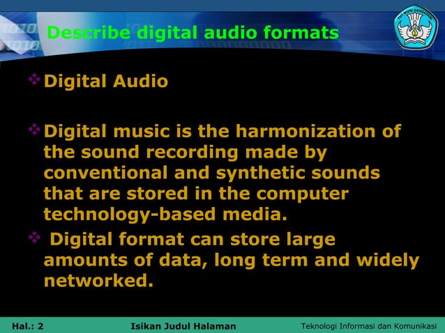 Menggabungkan audio ke dalam sajian multimedia1 | PPT | Digital Audio | Computer Software and ...