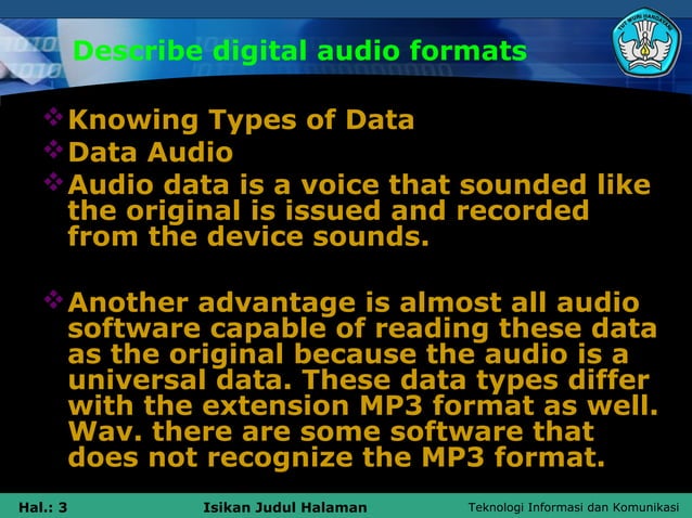 Menggabungkan audio ke dalam sajian multimedia1 | PPT | Digital Audio | Computer Software and ...