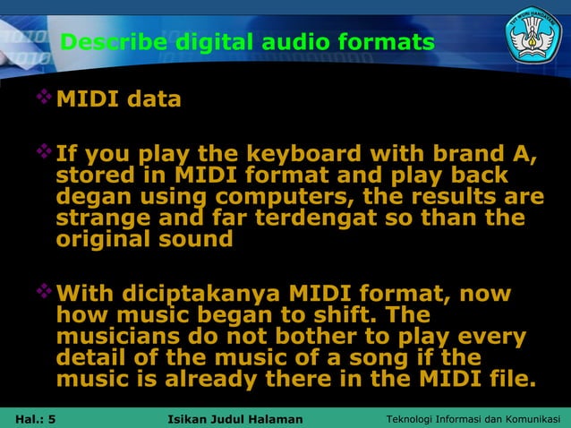 Menggabungkan audio ke dalam sajian multimedia1 | PPT | Digital Audio | Computer Software and ...