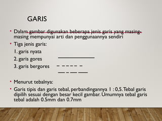 Materi menggambar teknik, garis, bidang dan arsir | PPT