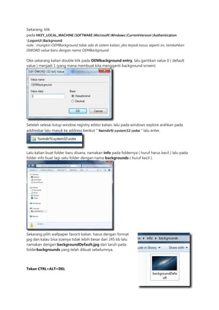 Mengganti background login screen windows 7 | DOCX