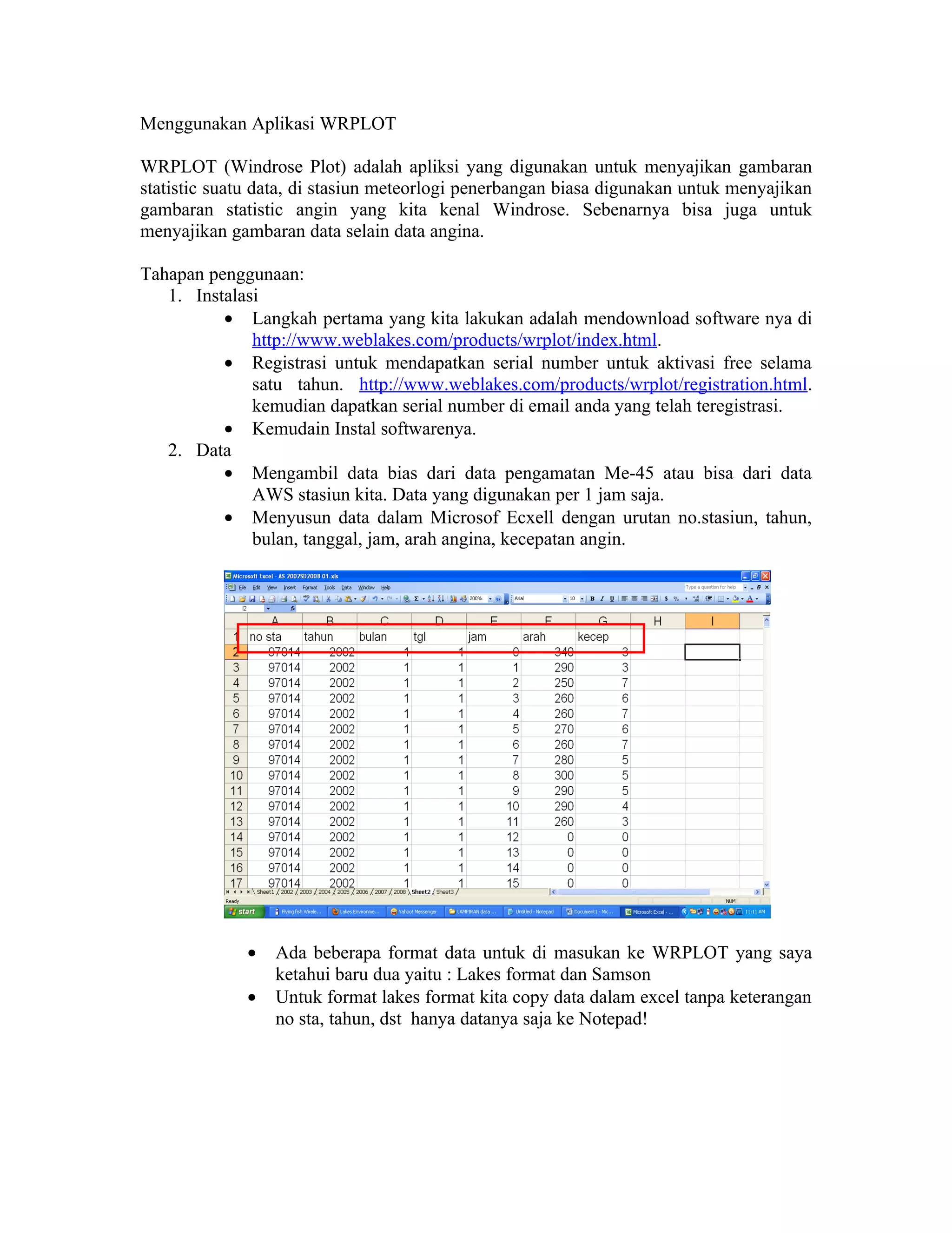 Menggunakan aplikasi wrplot | DOC