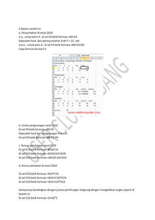 Menggunakan rumus logaritma di excel 2010 | PDF