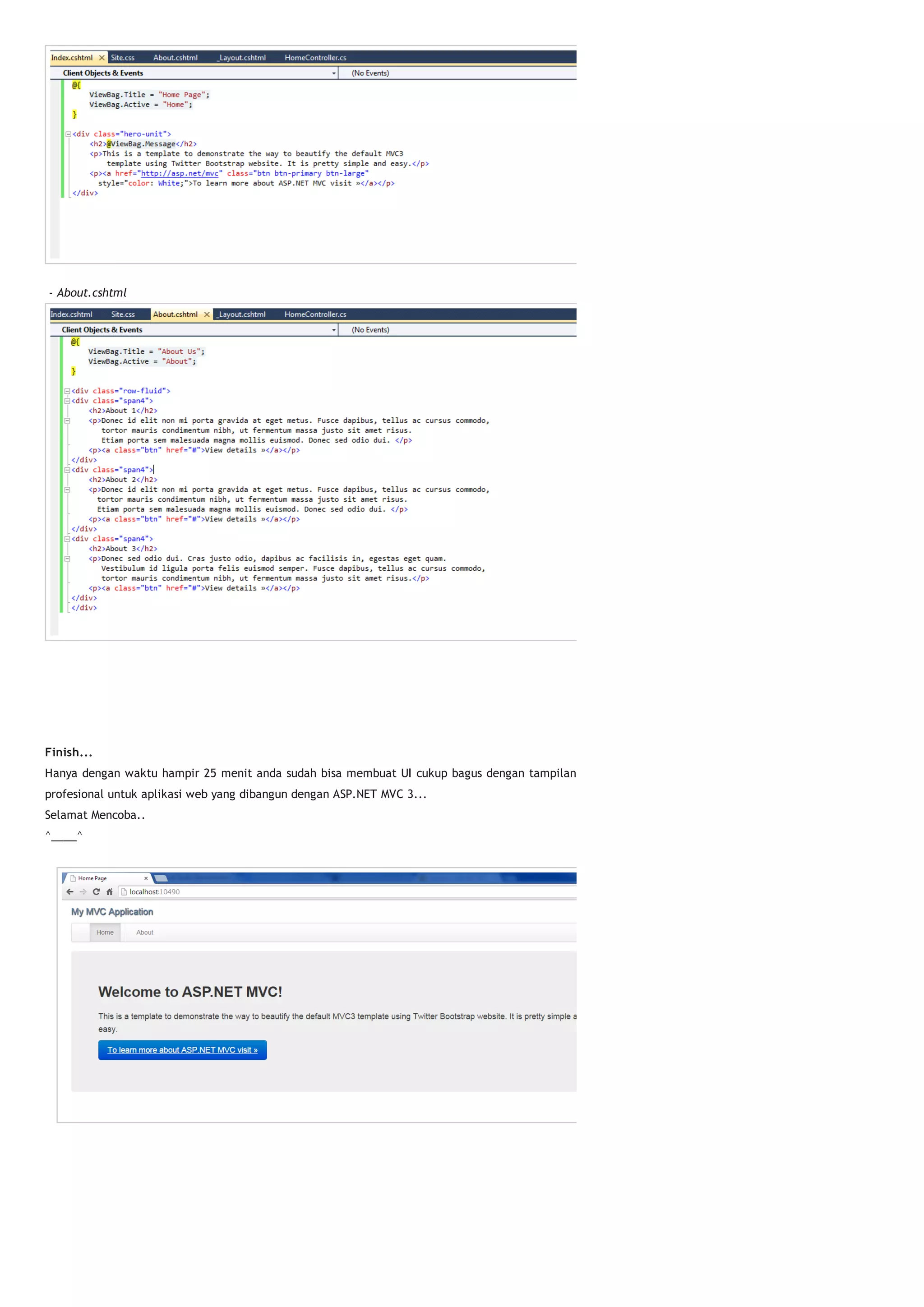 Menggunakan Twitter Bootstrap dengan ASP.NET C# MVC 3 Web Application | PDF