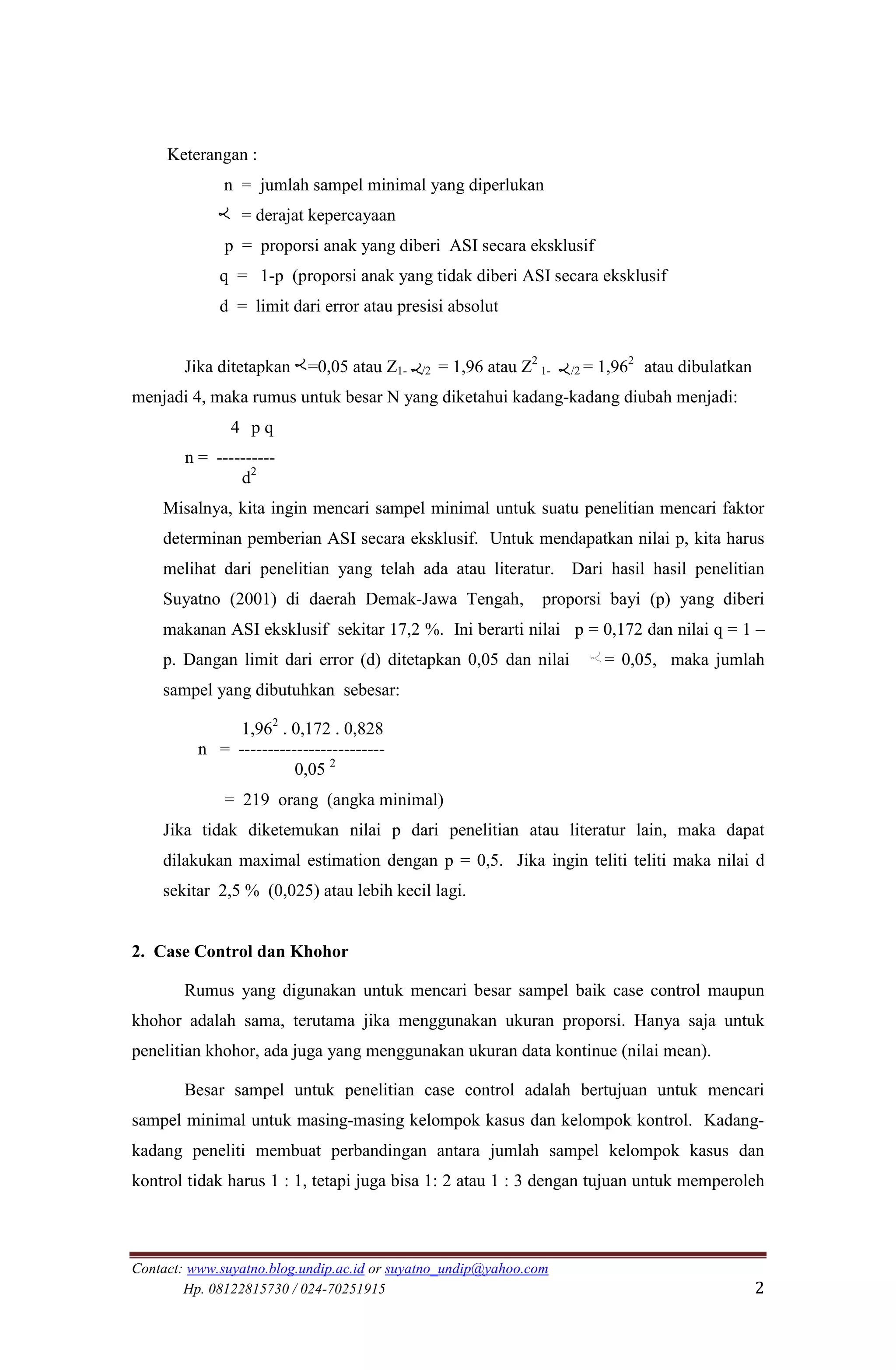 Menghitung besar-sampel-penelitian | PDF