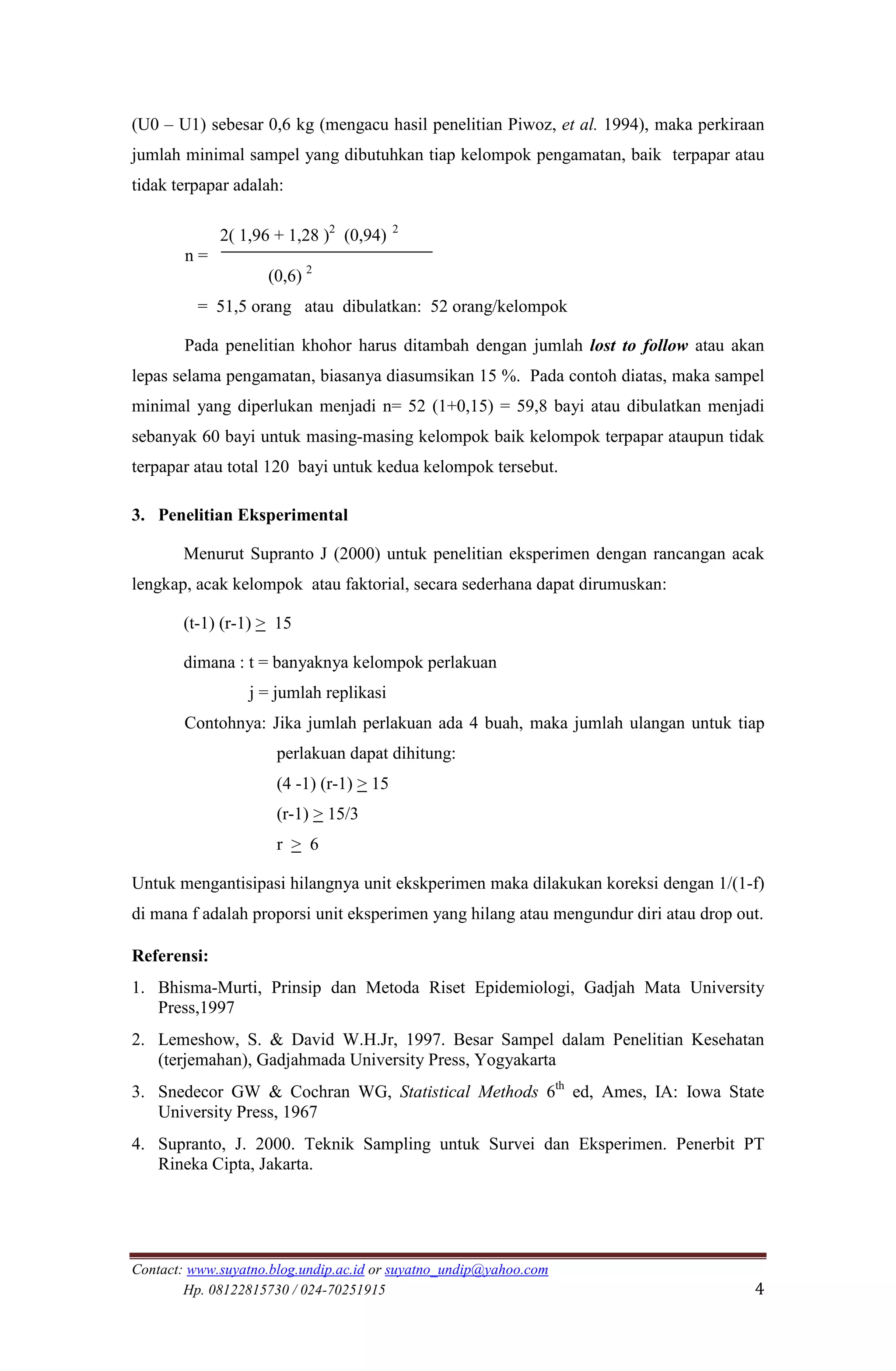 Menghitung besar-sampel-penelitian | PDF