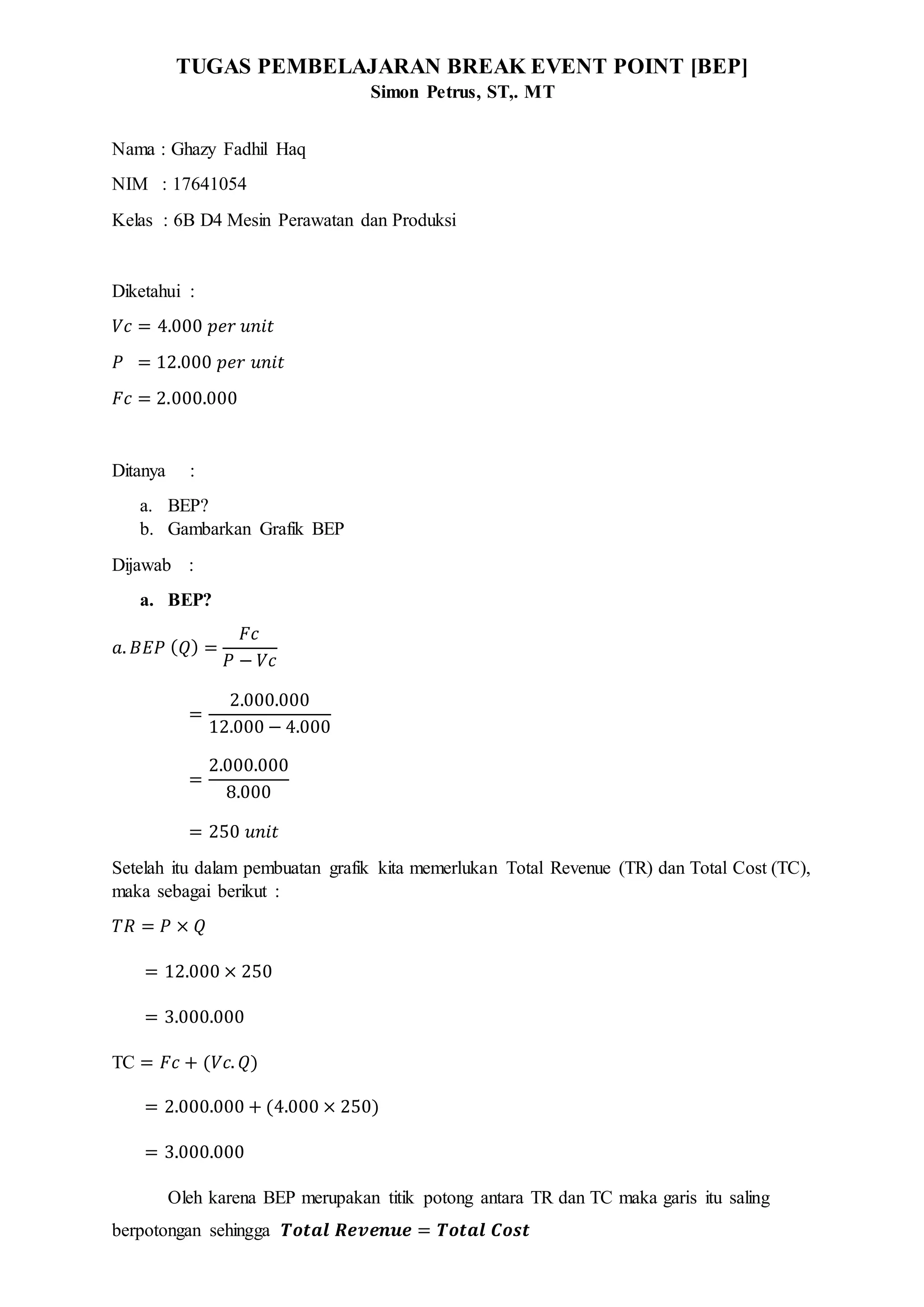 Menghitung bep [ghazy fadhil haq 17641054] | DOCX