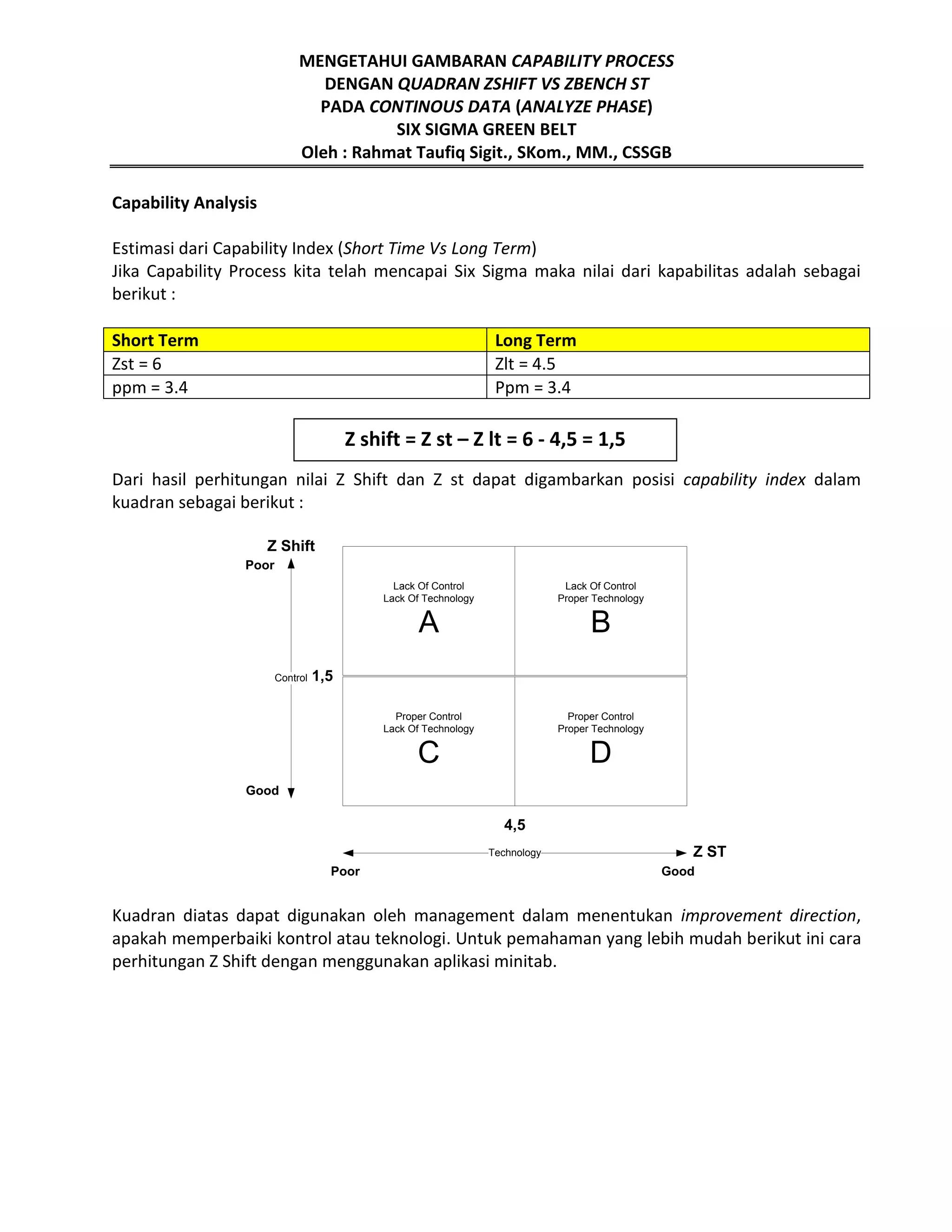 MENGETAHUI GAMBARAN CAPABILITY PROCESS DENGAN QUADRAN ZSHIFT VS ZBENCH ...