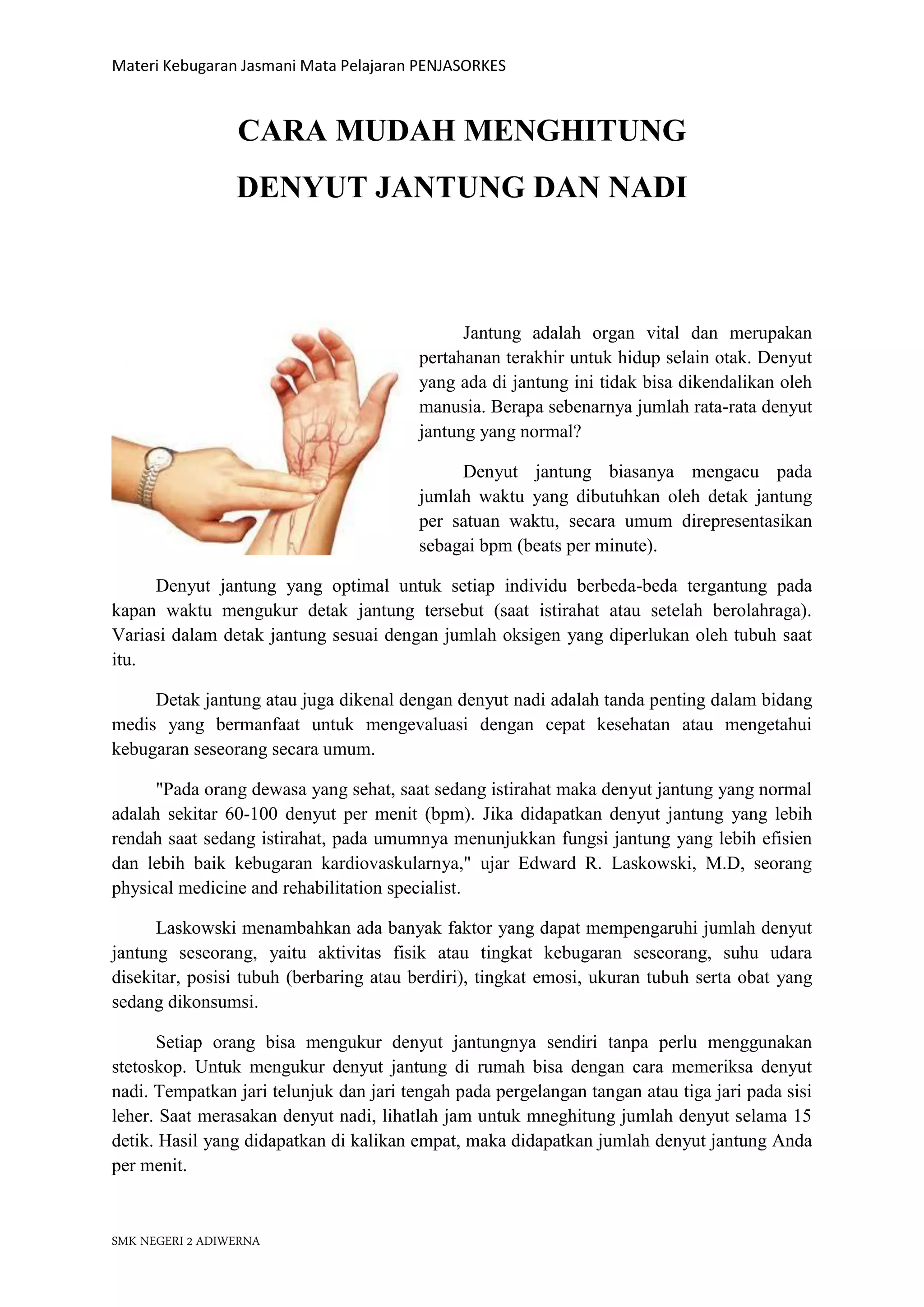 Menghitung denyut jantung dan nadi | PDF