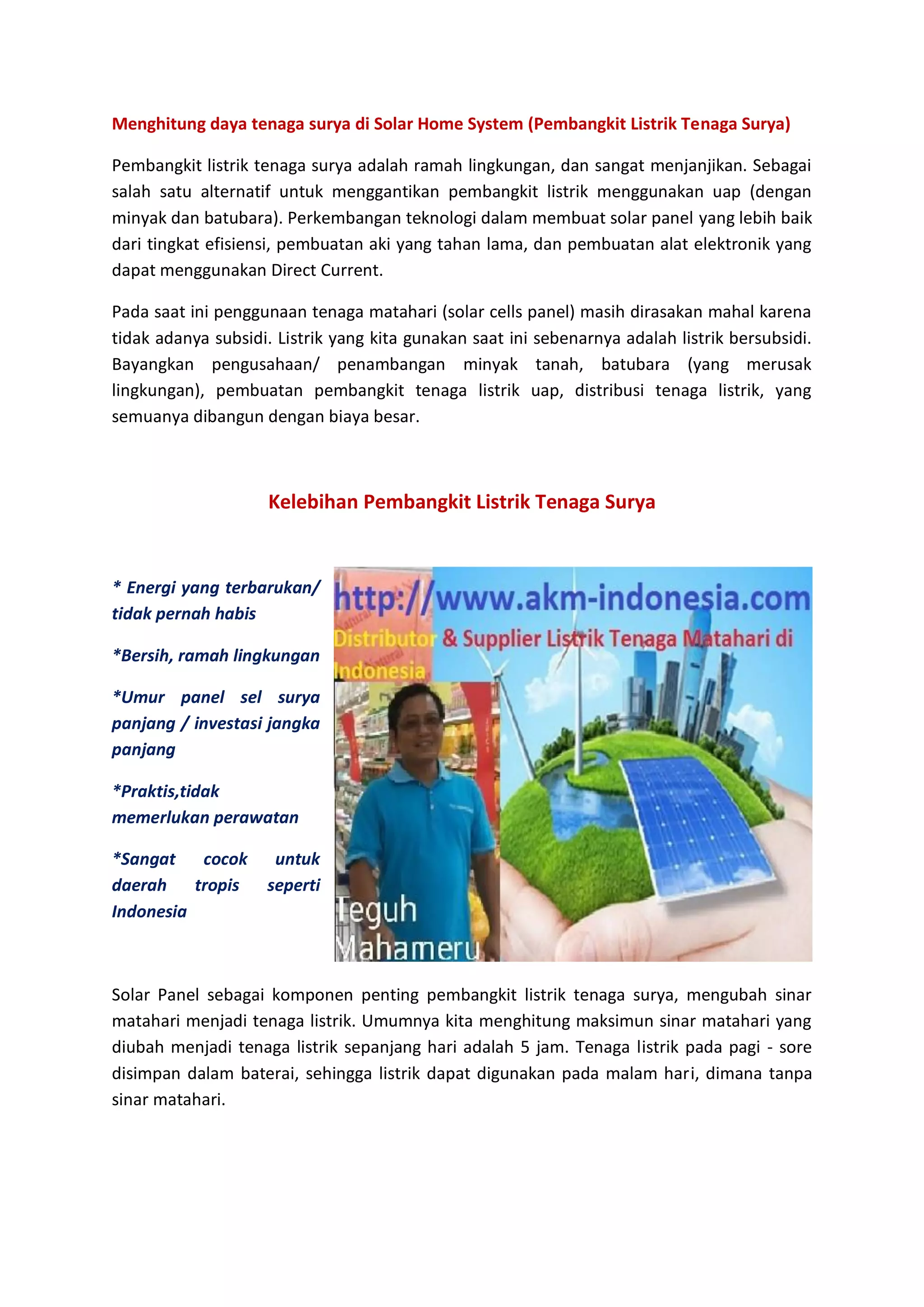 Menghitung instalasi pembangkit listrik tenaga surya | PDF