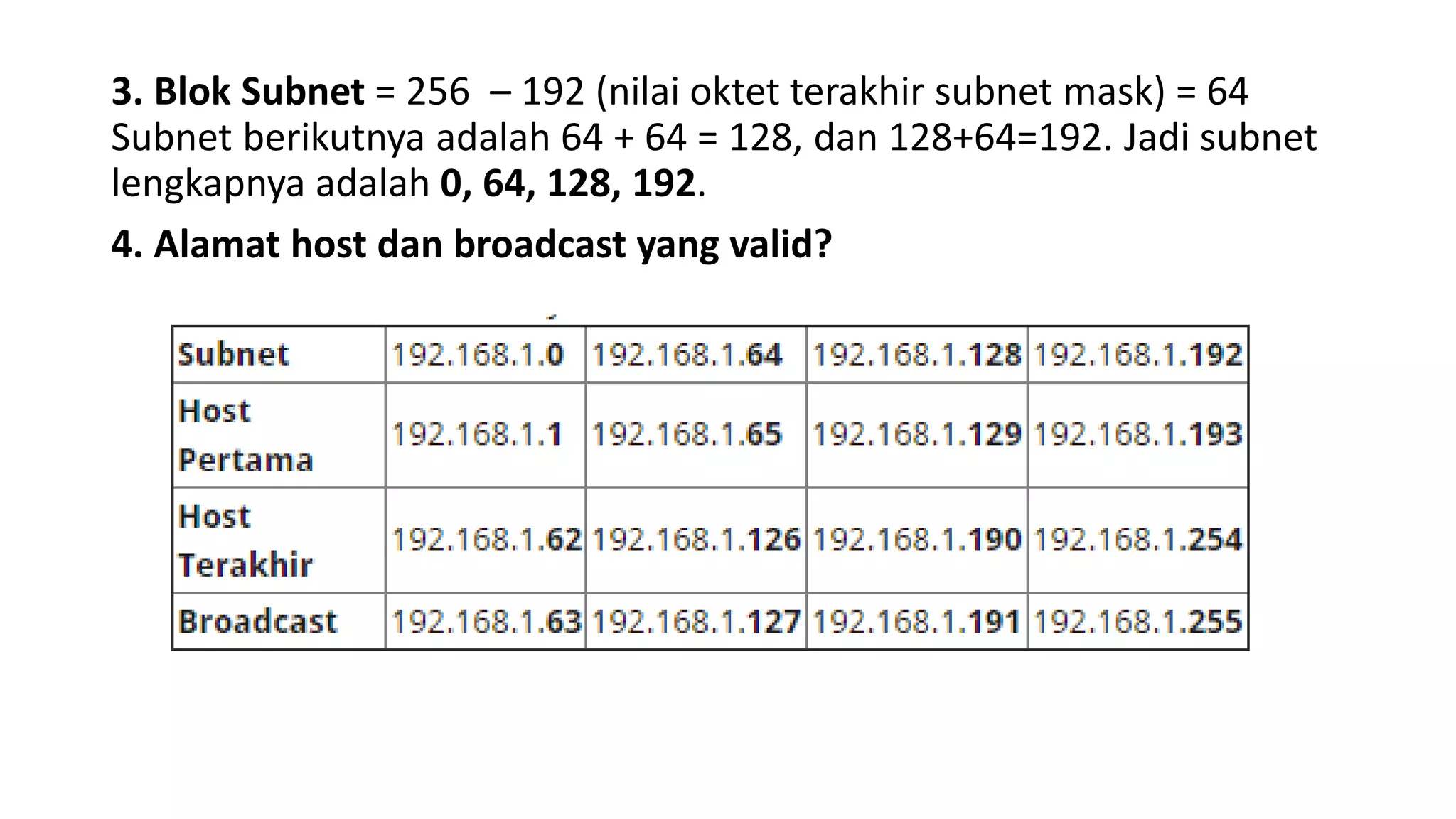 Menghitung ip, subneting, network id, | PPTX