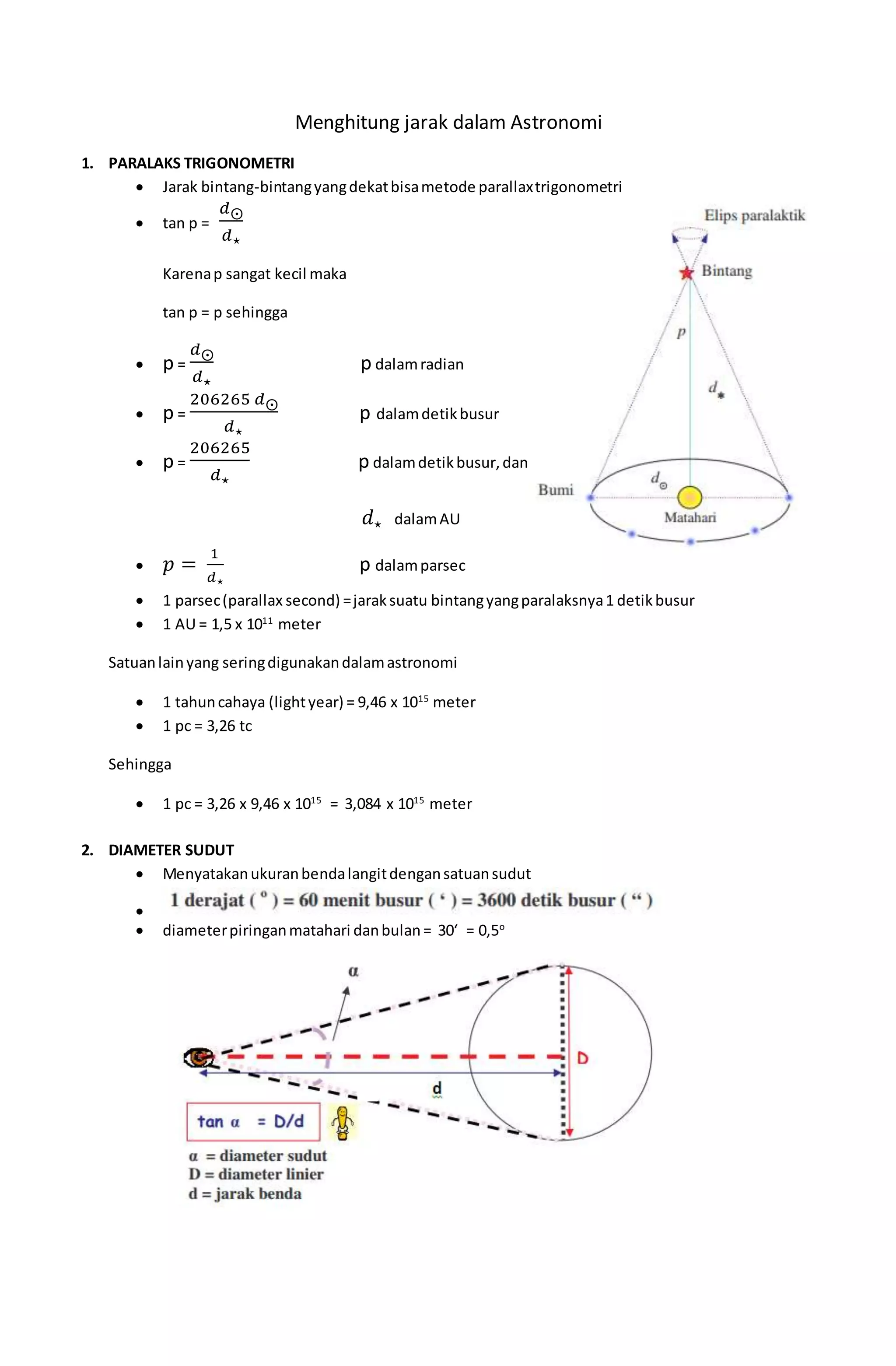 Menghitung jarak dalam astronomi | DOCX