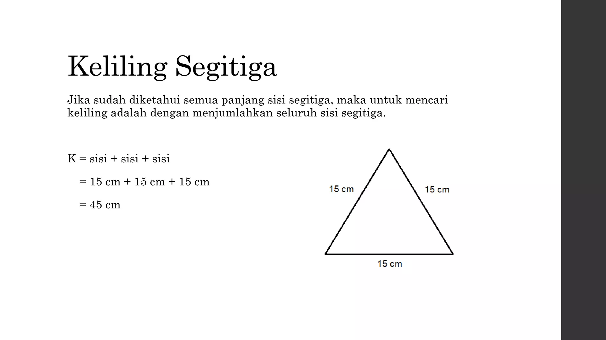 Menghitung Keliling bangun datar persegi, persegi panjang, segitiga ...
