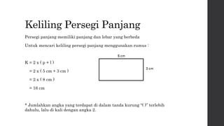 Menghitung Keliling bangun datar persegi, persegi panjang, segitiga ...