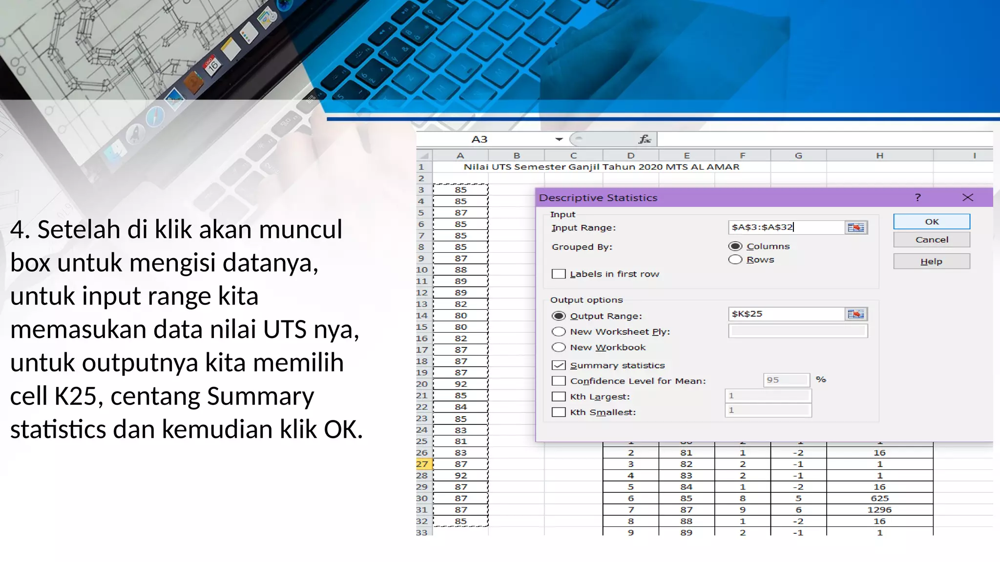 Menghitung Kemiringan Keruncingan Data Tunggal Nilai UTS Semester ...