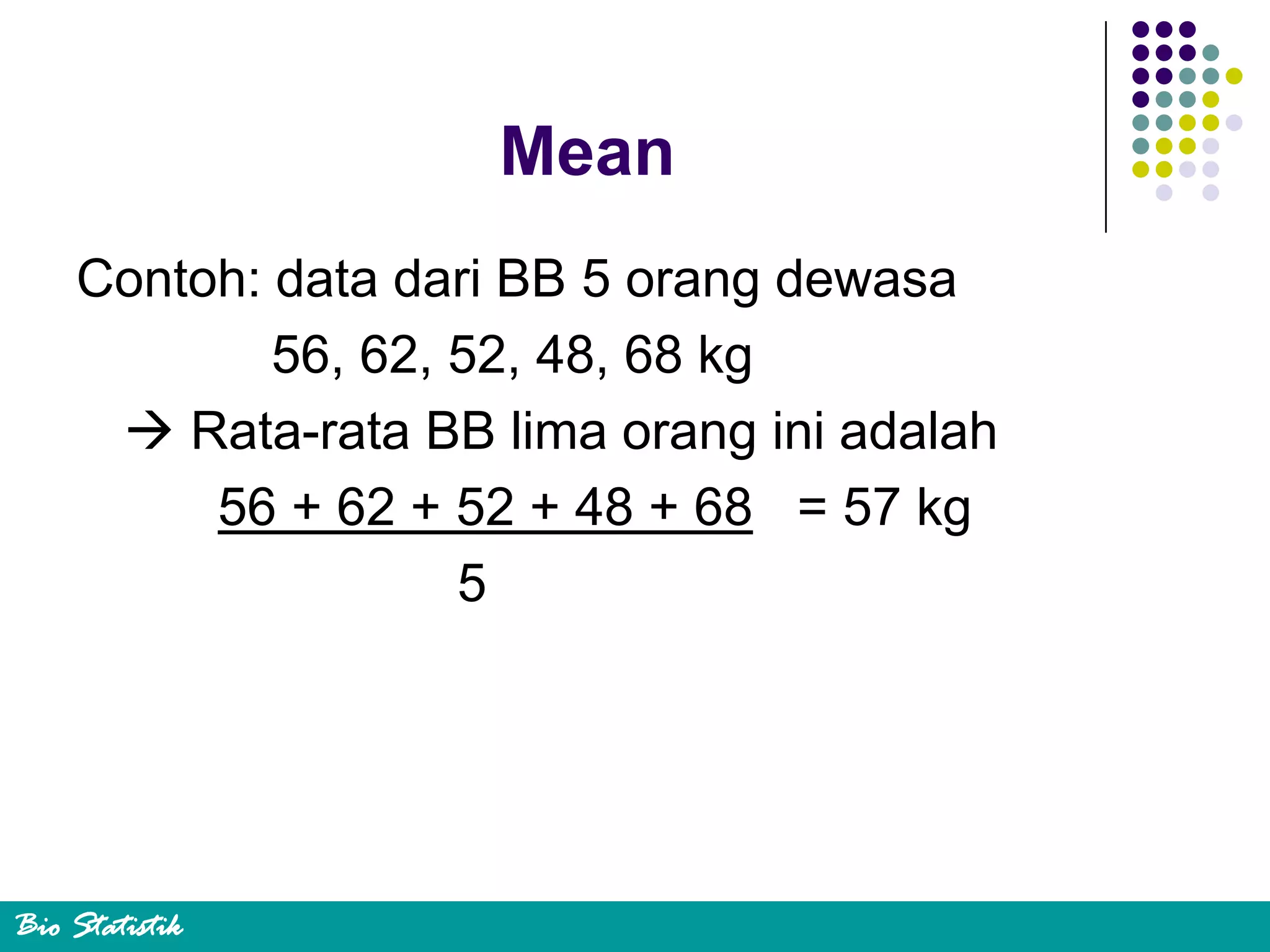 Menghitung nilai rata rata suatu distribusi data | PDF