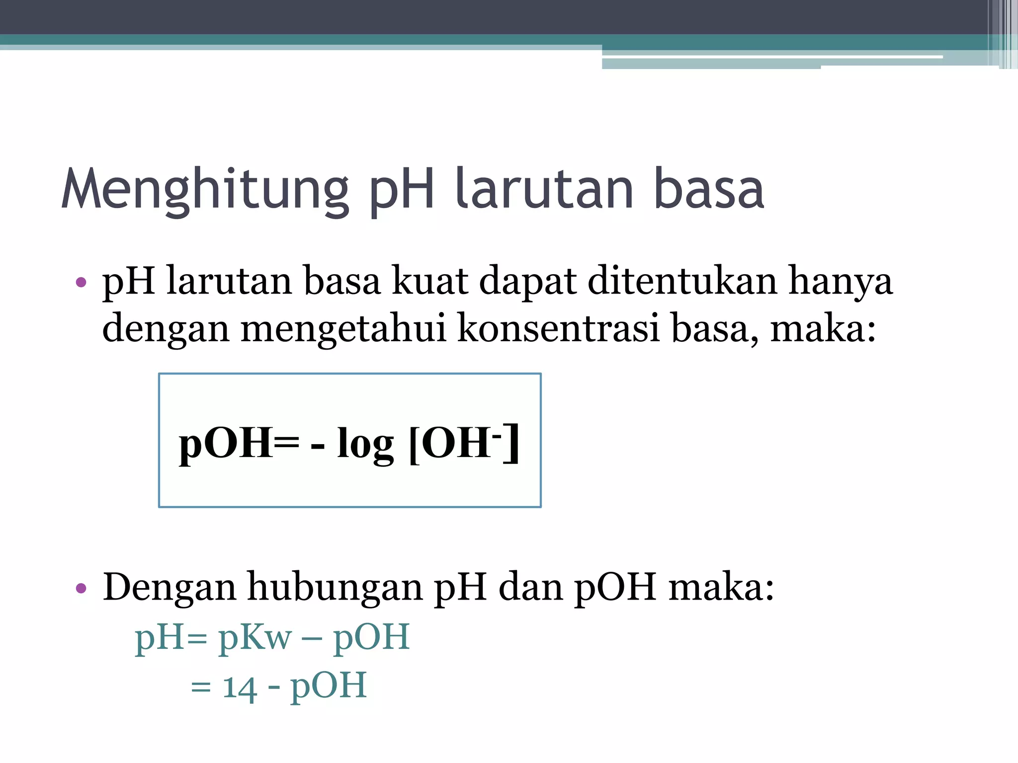 Menghitung p h asam dan basa | PPTX