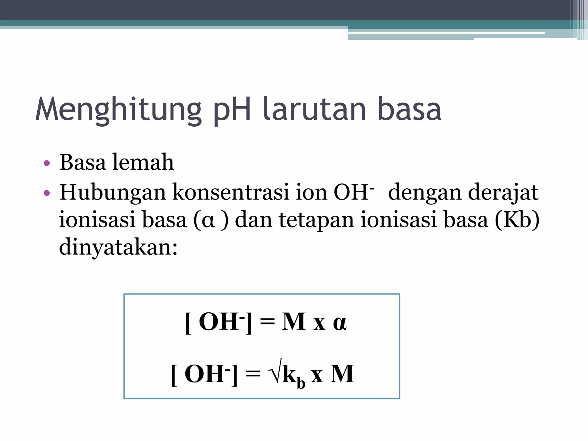 Menghitung p h asam dan basa | PPTX