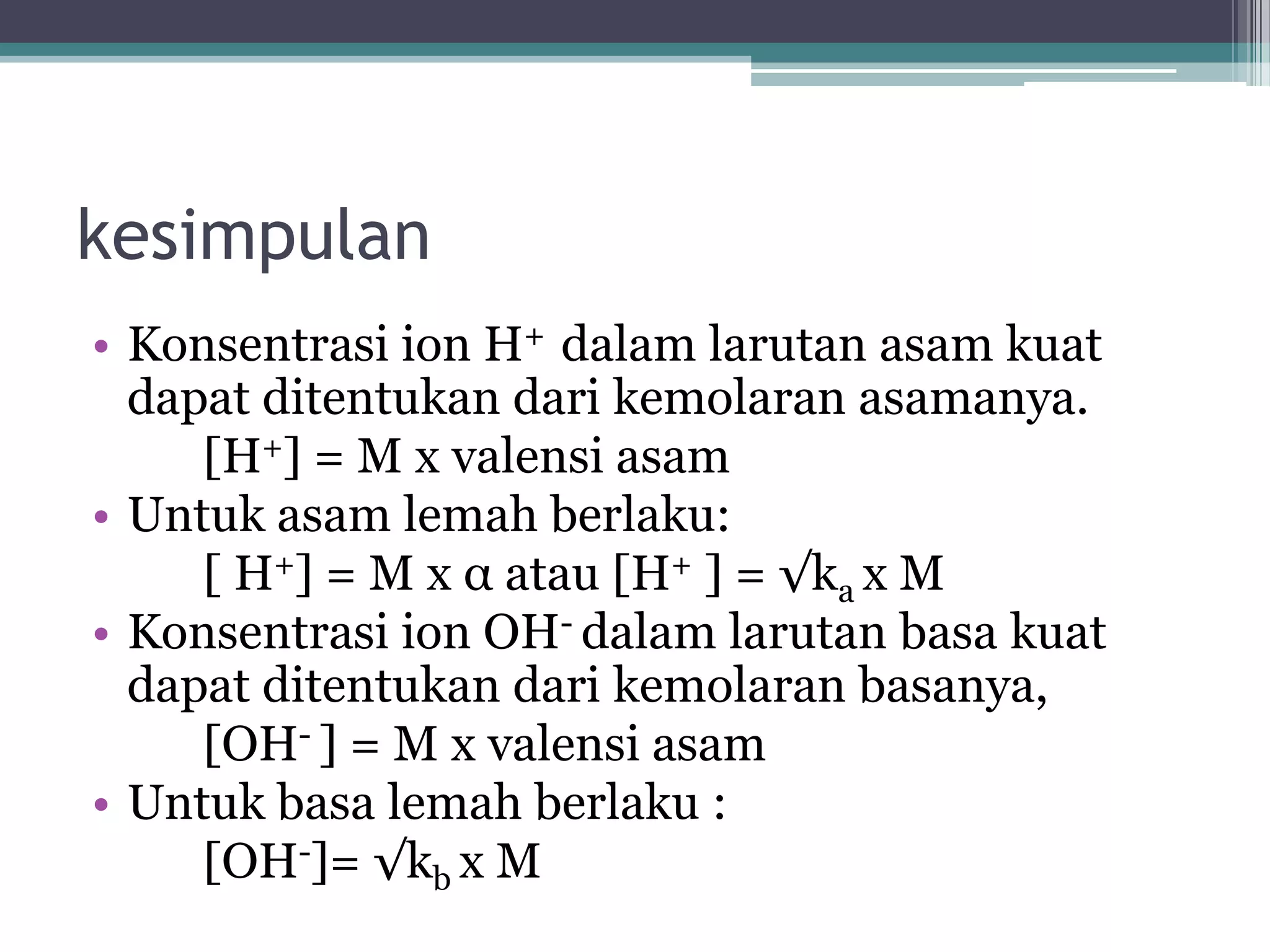 Menghitung p h asam dan basa | PPTX