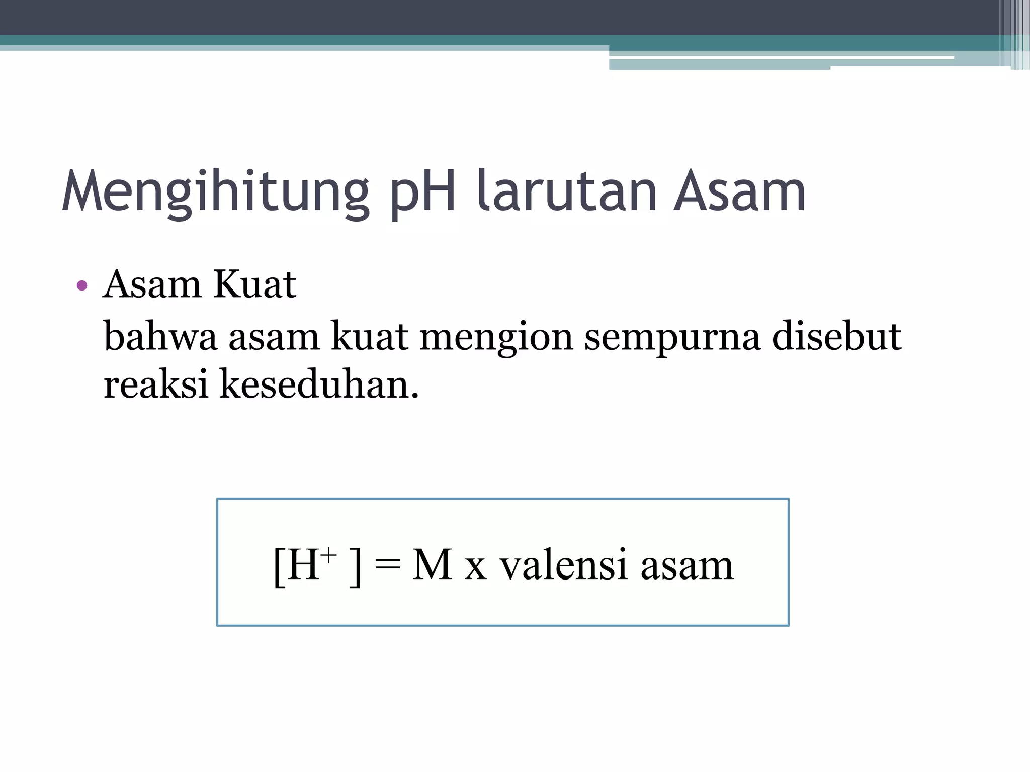 Menghitung p h asam dan basa | PPTX
