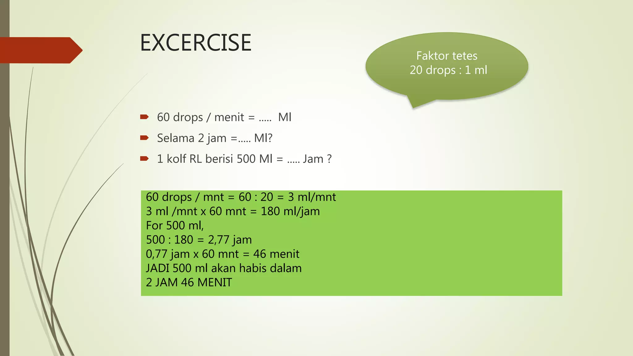 Menghitung tetesan infus ala nining | PPTX