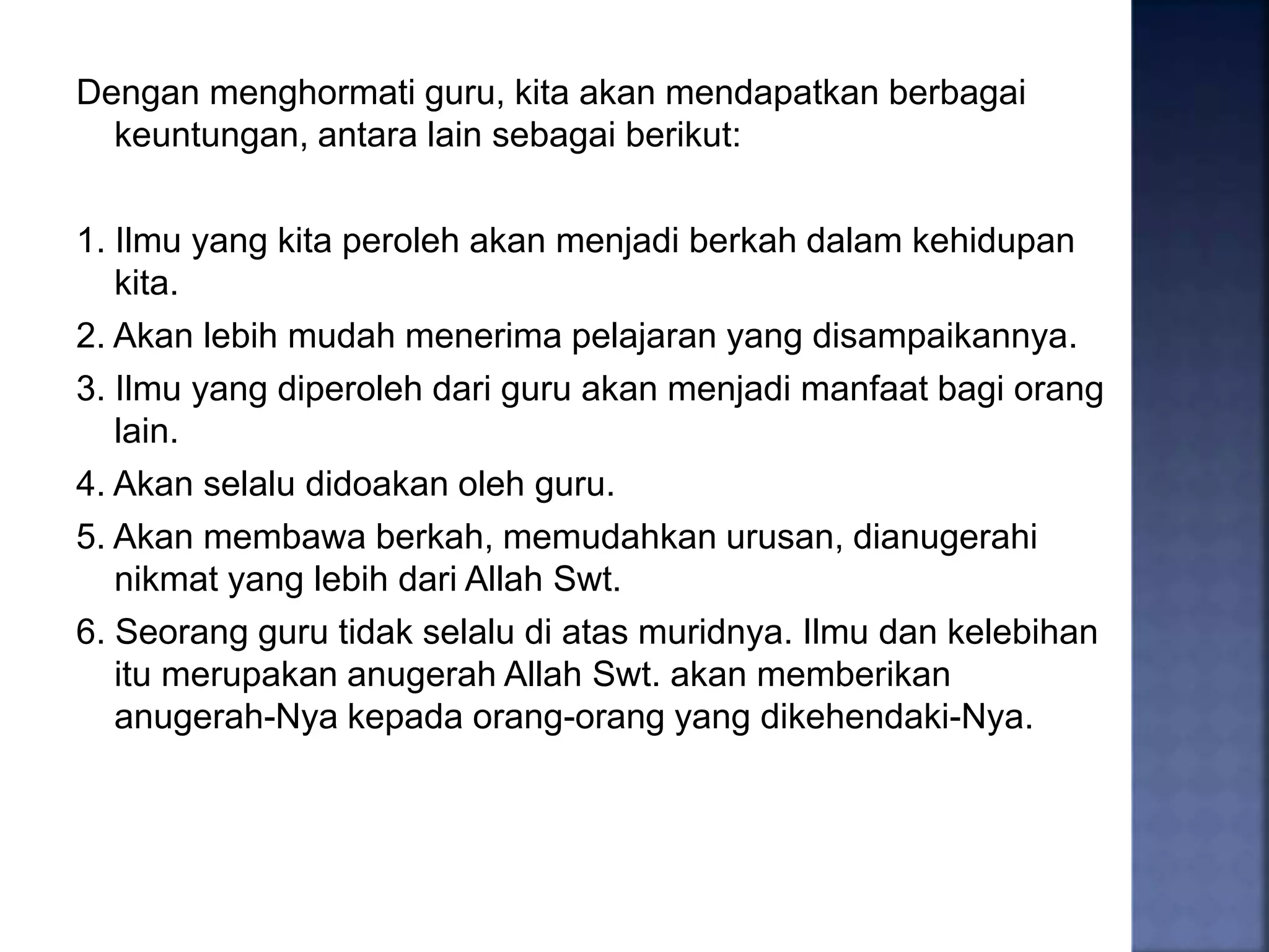 Menghormati dan menyayangi orang tua dan guru | PPTX