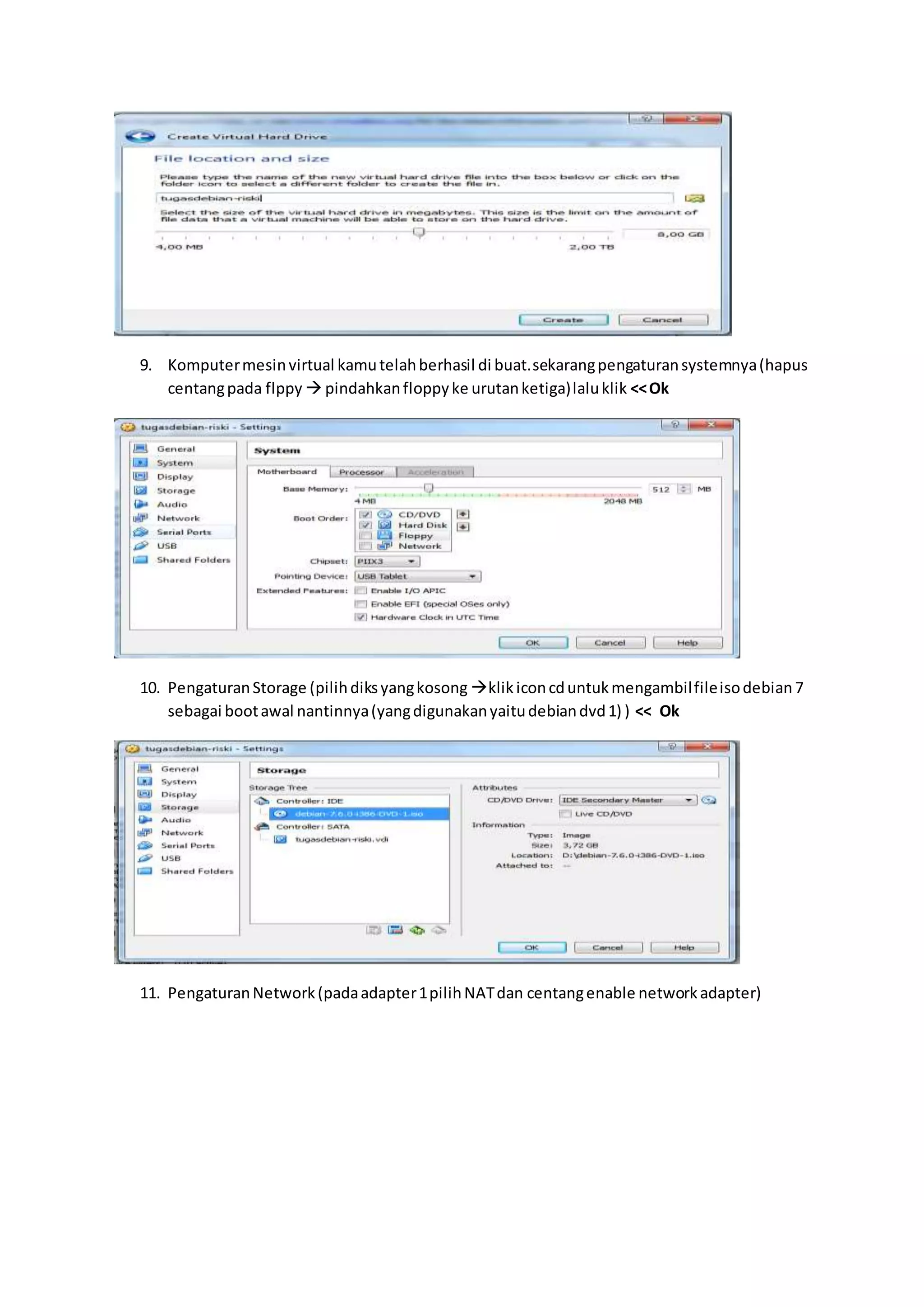instalasi debian 7 dan perintah dasar | DOCX