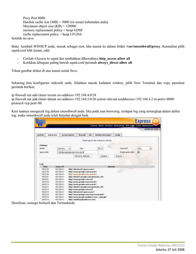 Menginstall smoothwall untuk webproxy | DOCX