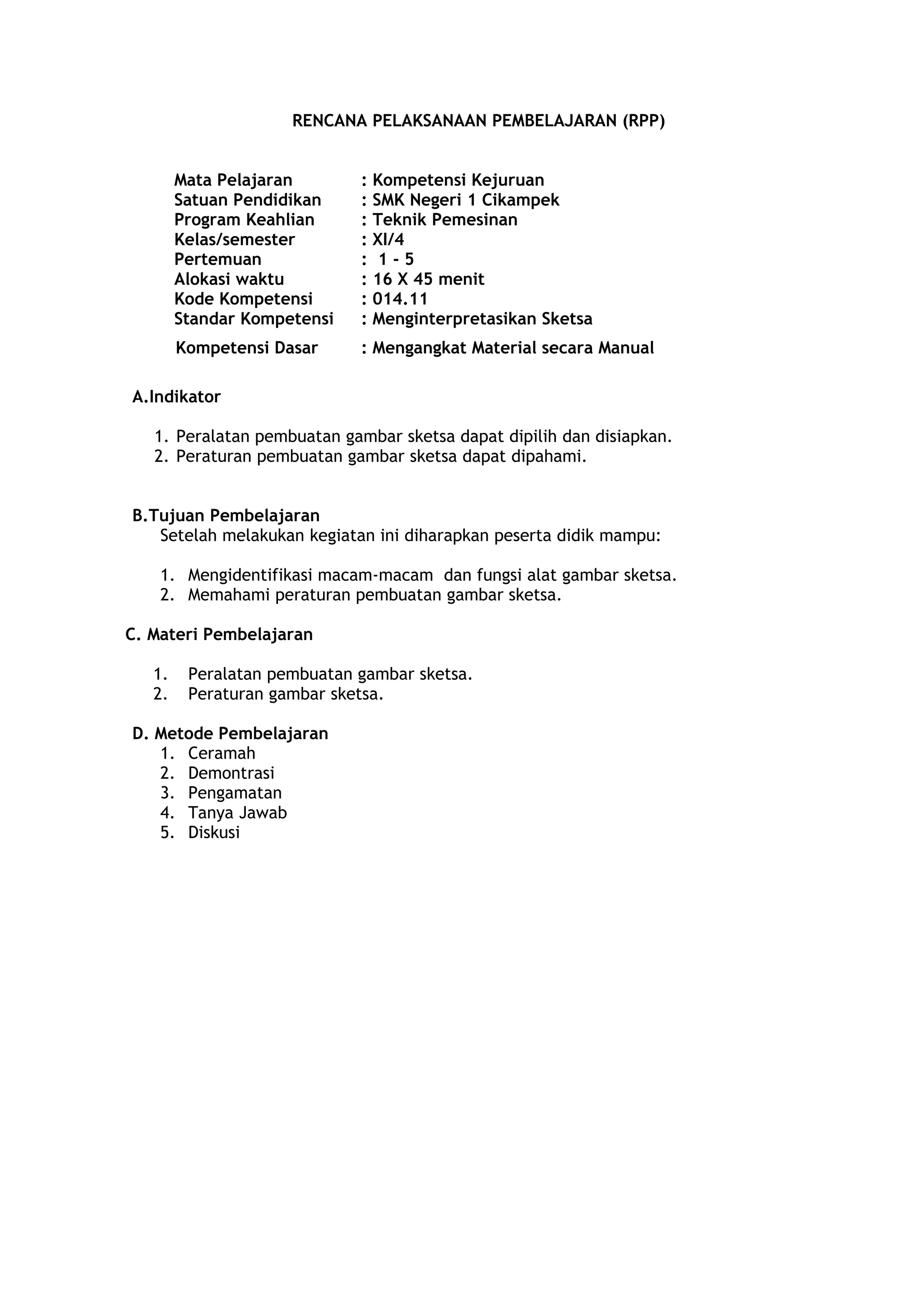 Menginterpretasikan sketsa | DOC