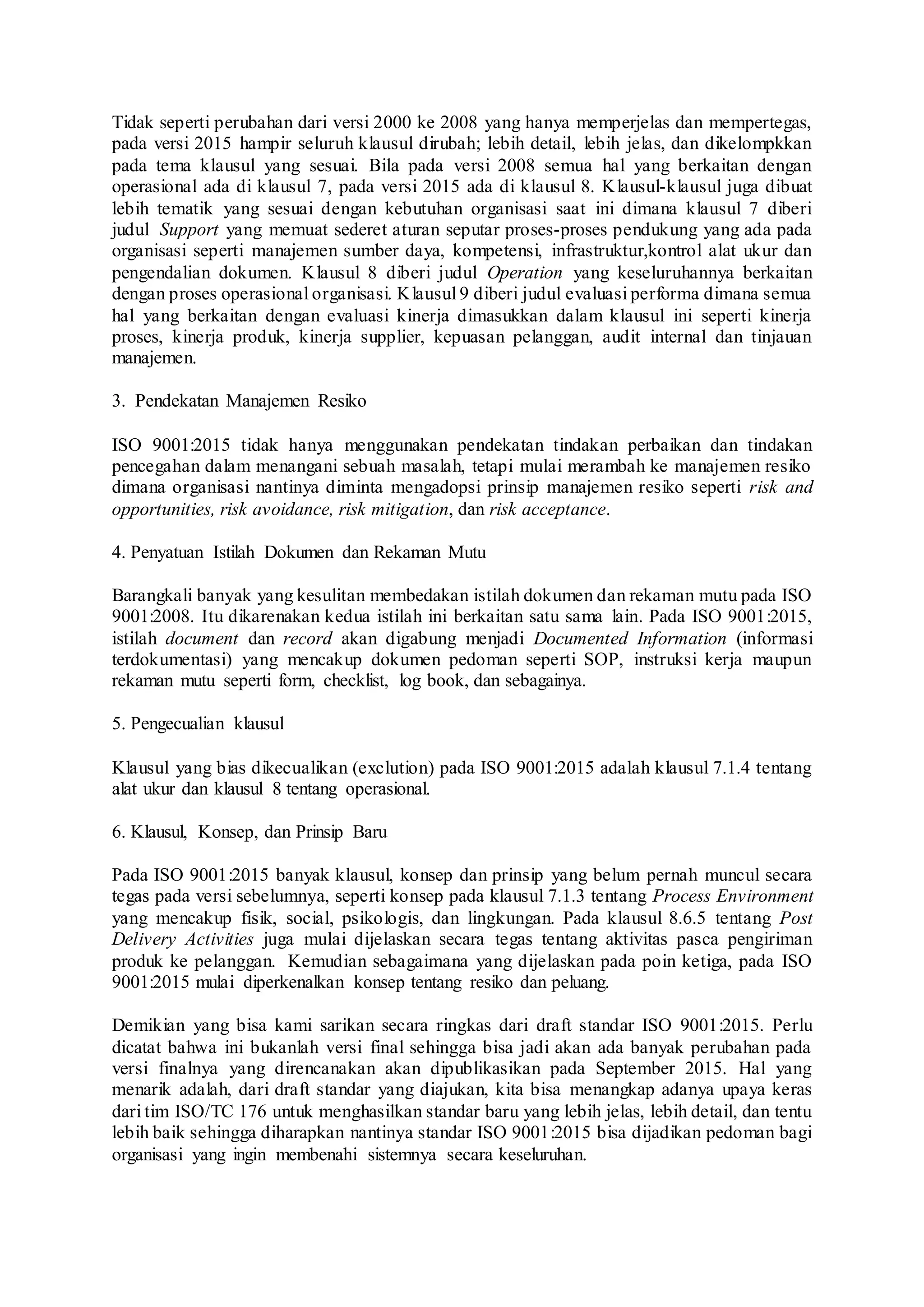 Mengintip standar baru iso 9001 | DOCX