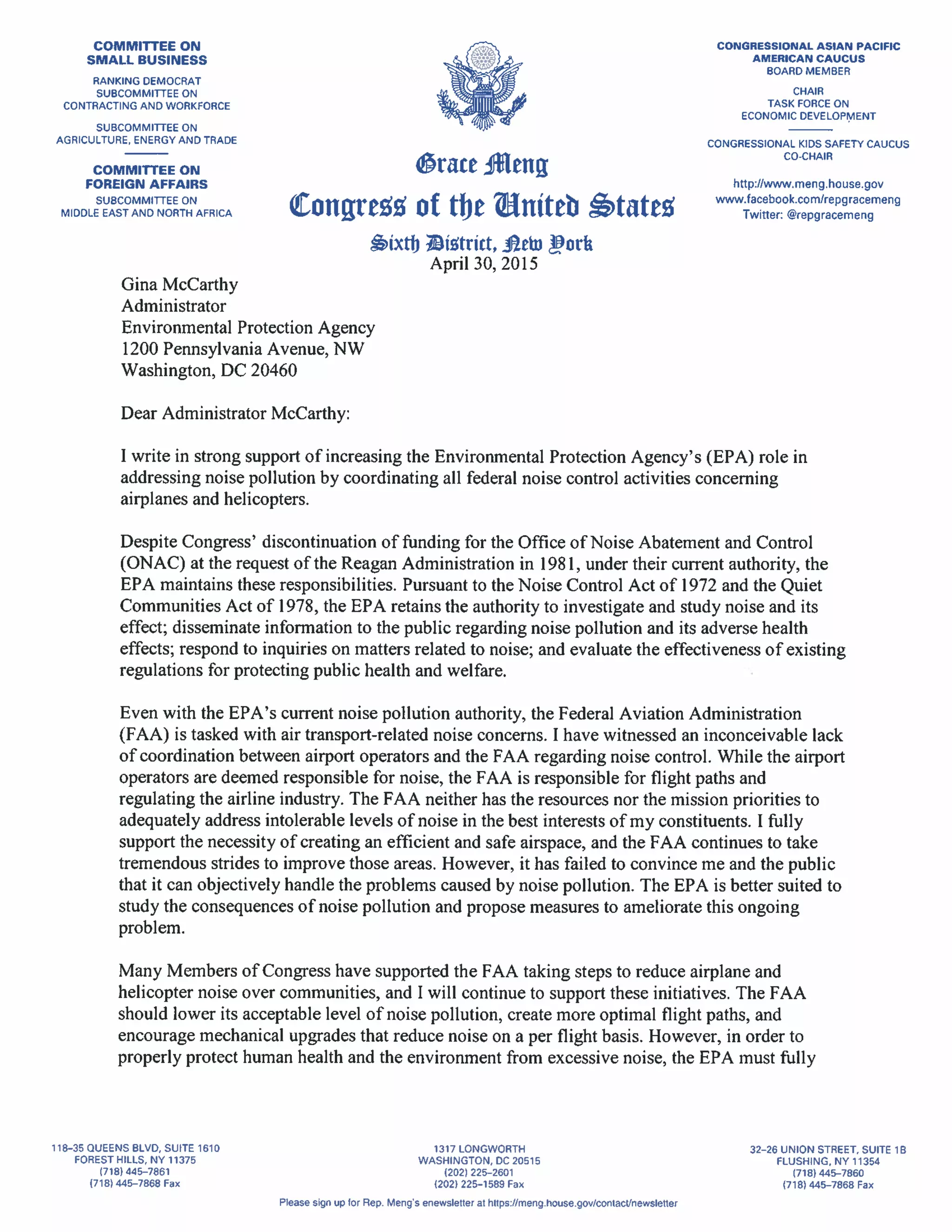 Meng letter to epa may 2015 | PDF