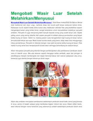 Mengobati wasir luar setelah melahirkan menyusui | PDF