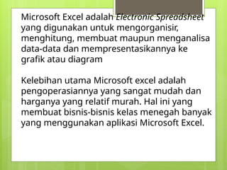 Mengoperasikan Cara Kerja Ms excel SEKOLAH MENENGAH KEJURUAN | PPTX