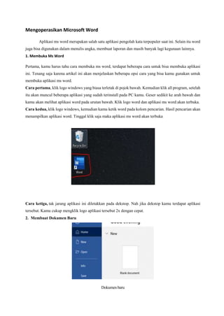 Mengoperasikan Microsoft Word.docx..................................................... | PDF
