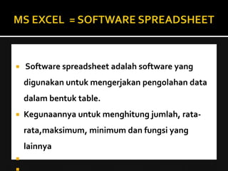 Mengoperasikan software spreadsheet | PPTX