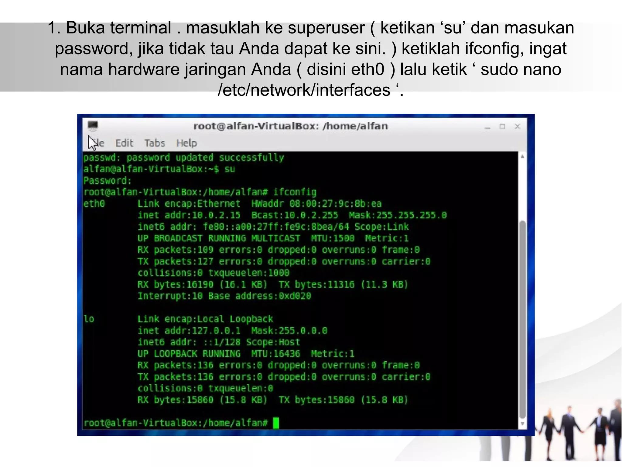 Mengubah ip dhcp ke static | PPT