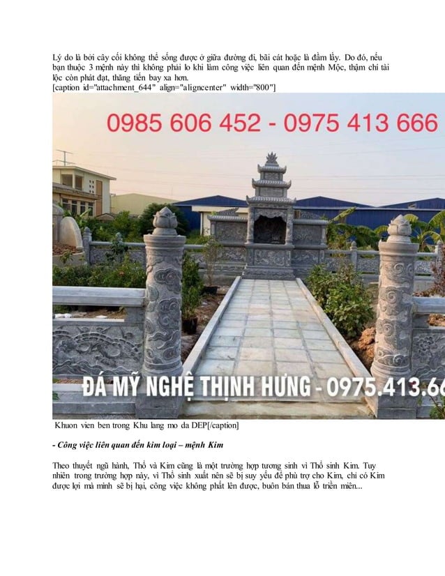 Mệnh Thổ, Xây dựng Lăng Mộ Đá, Mộ đá cao cấp cho người mệnh thổ như thế nào hợp phong thủy? | PDF