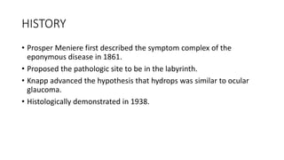 Meniere's disease pathophysiology | PPTX | Ear, Nose and Throat Conditions | Diseases and Conditions