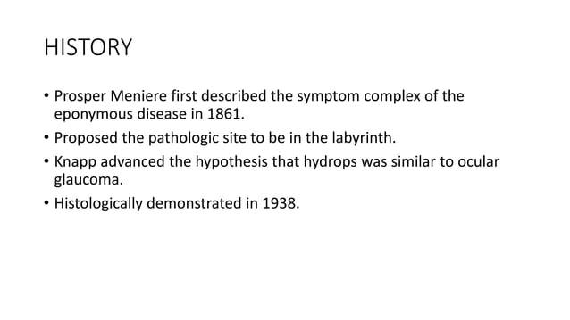 Meniere's disease pathophysiology | PPTX | Ear, Nose and Throat ...