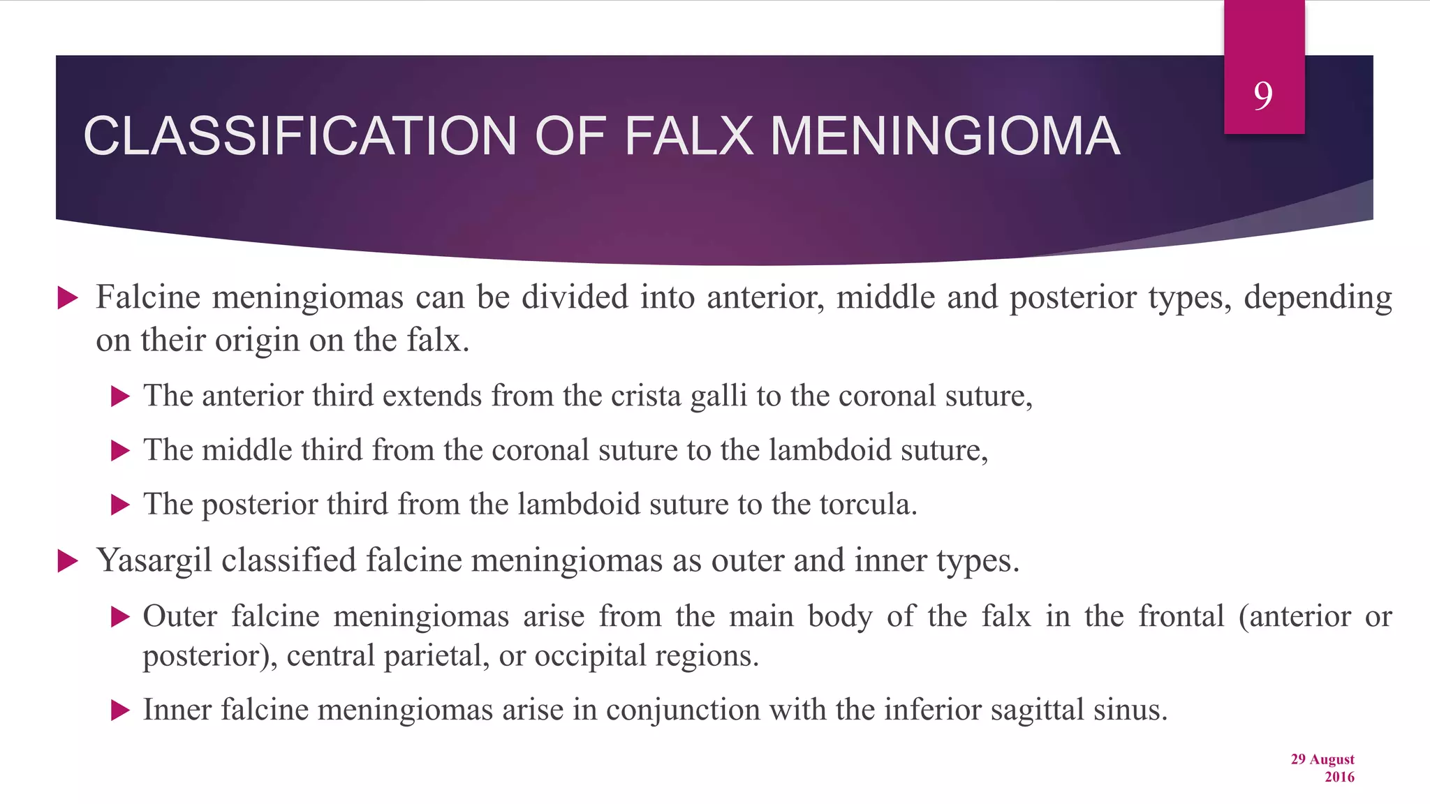 Meningioma falcine and parasagittal | PPTX