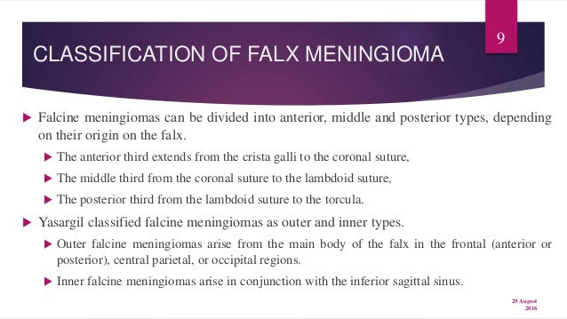 Meningioma falcine and parasagittal