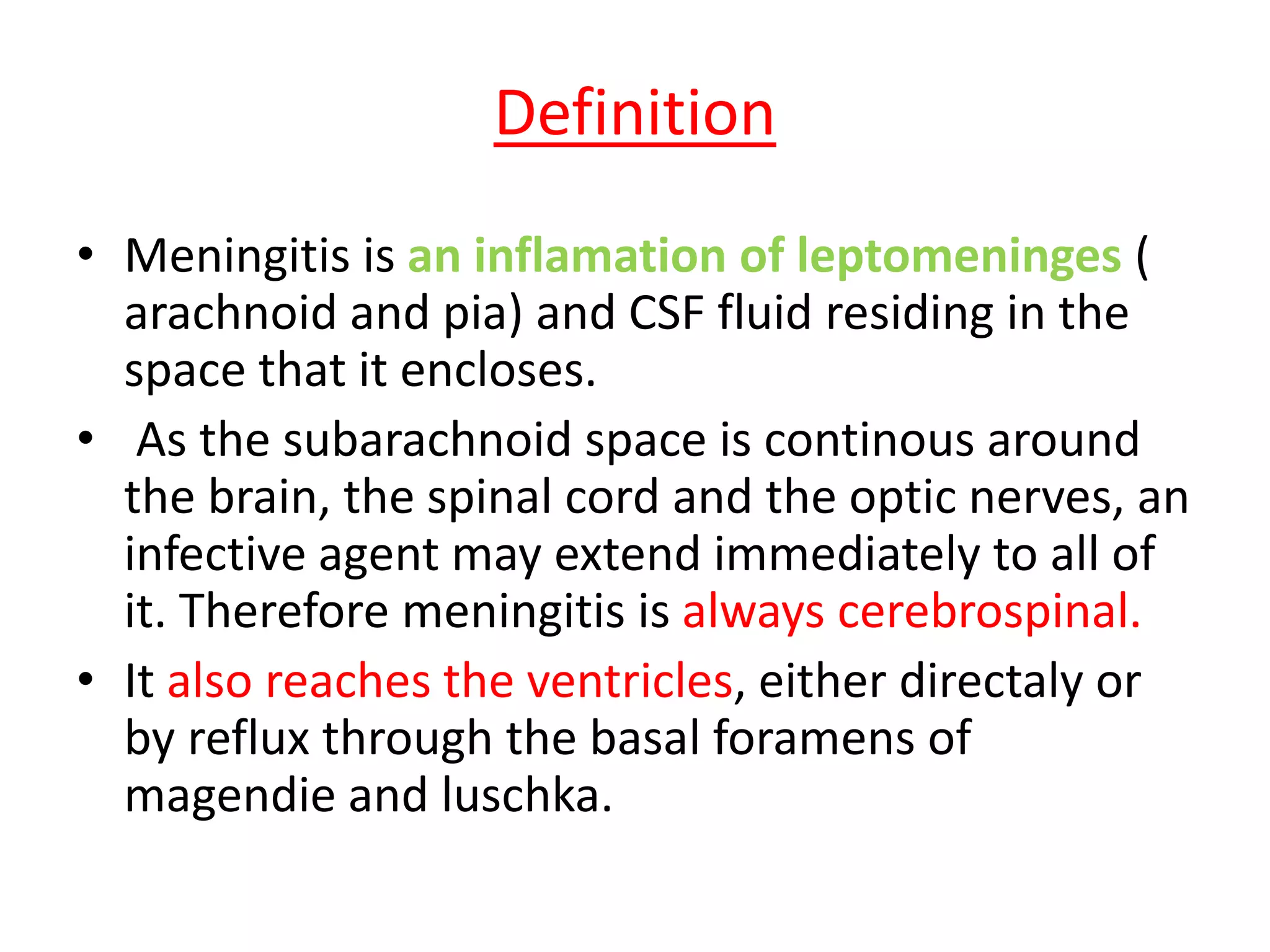 Meningitis | PPTX | Infectious Diseases | Diseases and Conditions