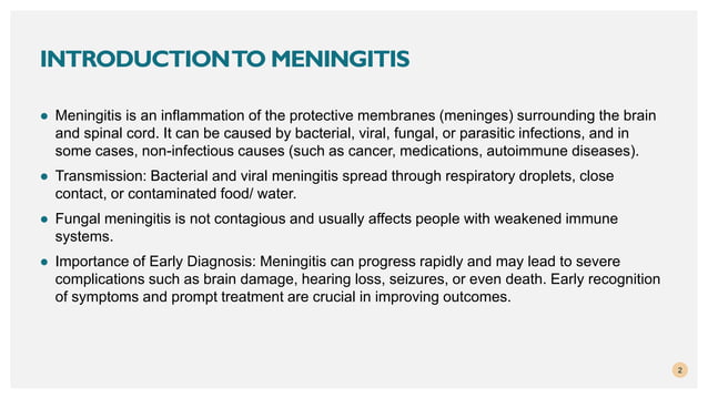 Meningitis, Introduction, Types, Pathophysiology and treatment | PDF