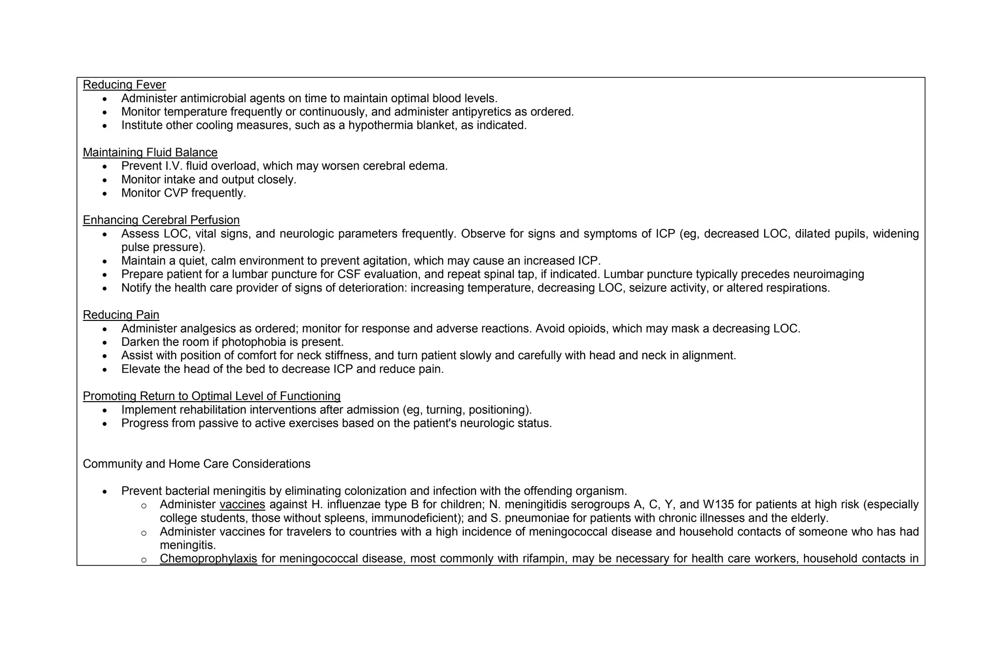 Meningitis nursing, medical managements | PDF