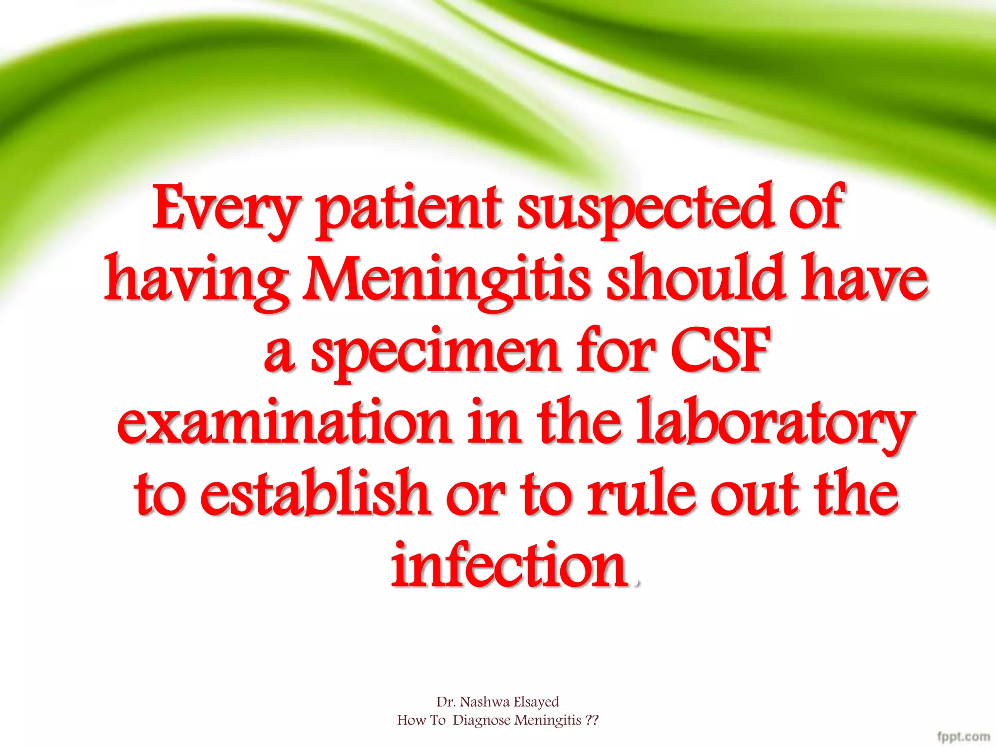 How to Diagnose Meningitis in the Lab ? | PPTX