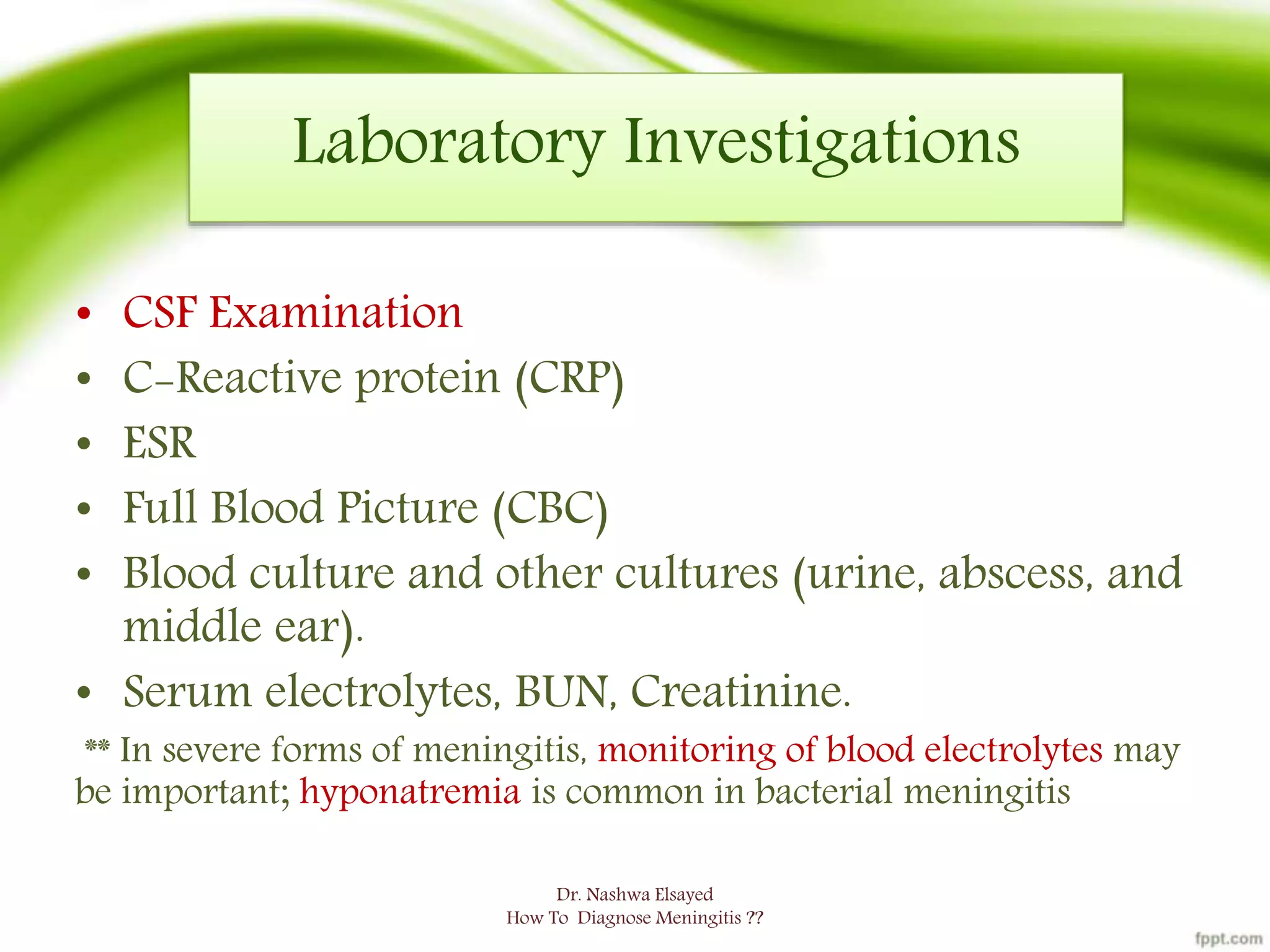 How to Diagnose Meningitis in the Lab ? | PPTX